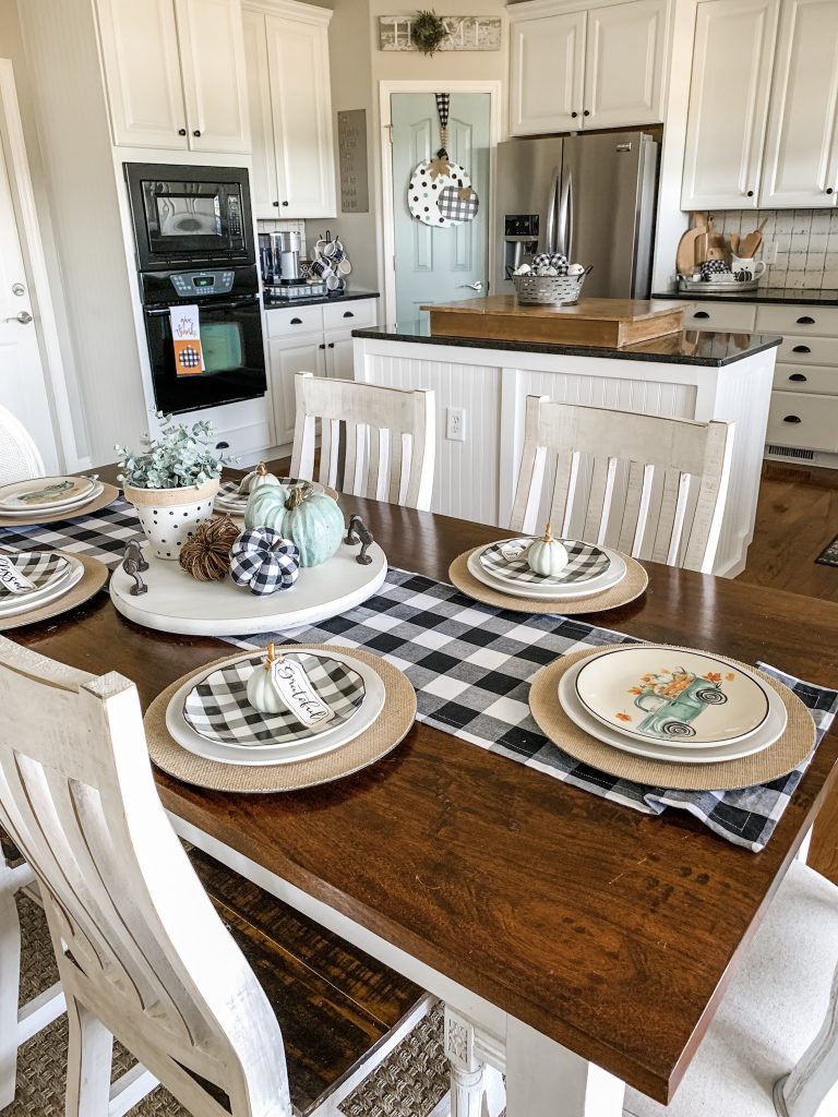 Simple fall table setting idea using buffalo check! - Wilshire Collections