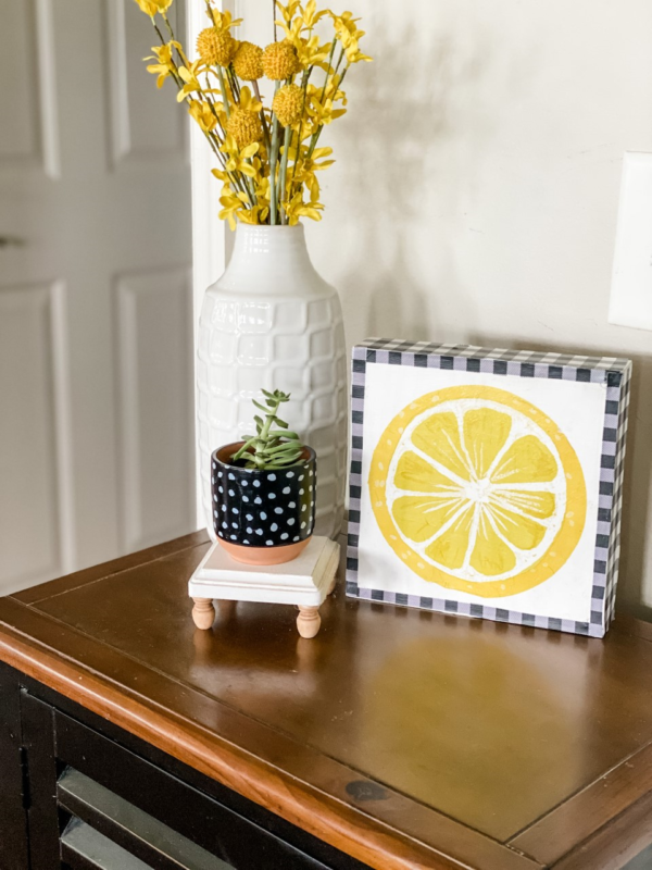 DIY napkin sign with lemon and buffalo check! - Wilshire Collections