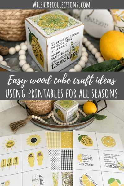 Wood cube craft idea using printables! - Wilshire Collections