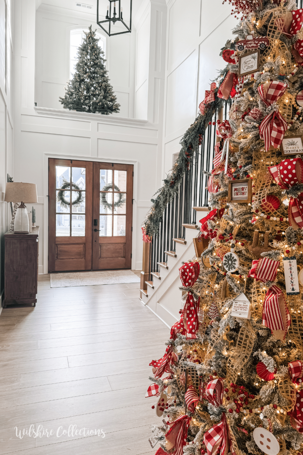 Welcoming Christmas entry way decor - Wilshire Collections