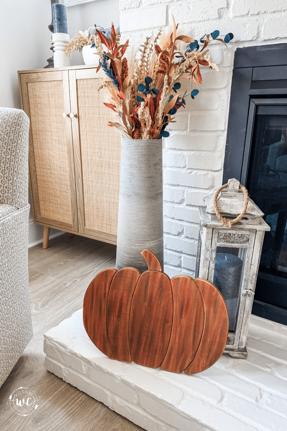 Navy and orange fall decor ideas - Wilshire Collections